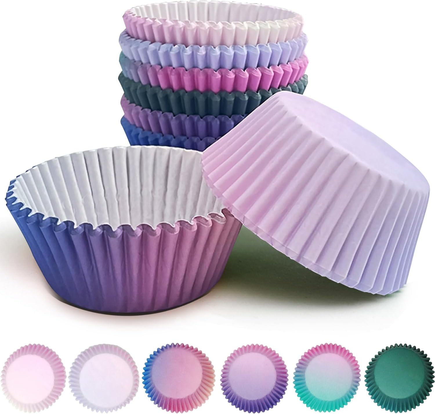 300-Count Pink Blue Gradient Cupcake Liners: Food Grade Baking Cups for ...