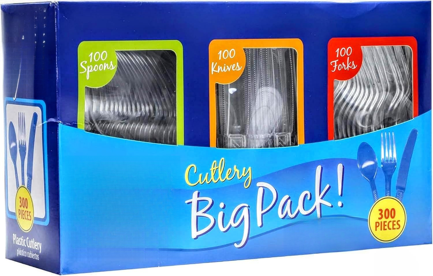 300 Count Plastic Cutlery Combo Box, Disposable Clear Plastic ...