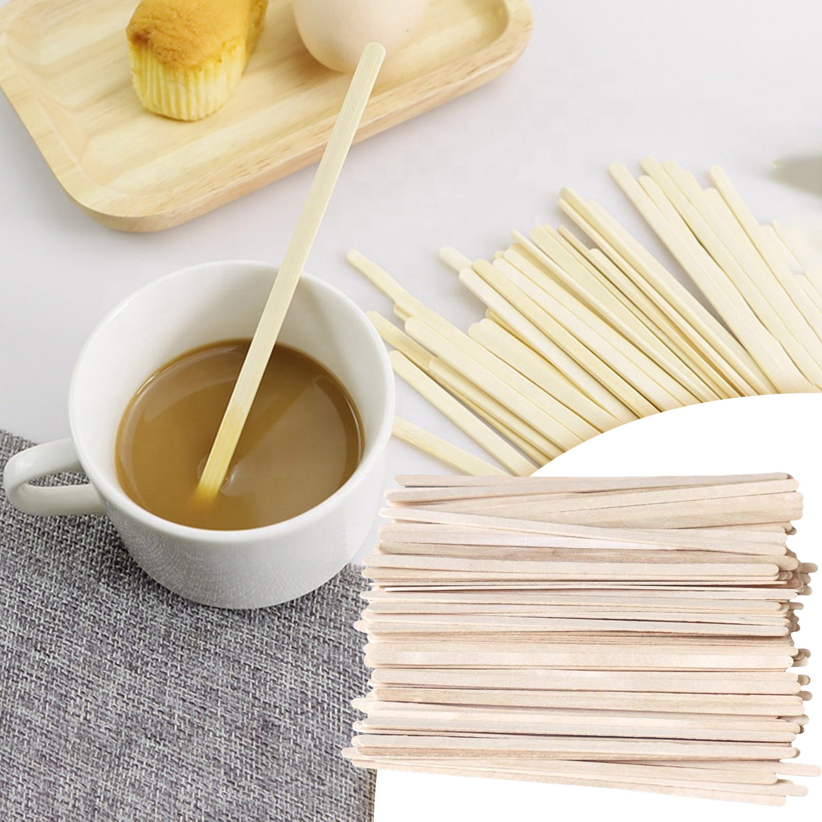 300-Counts Disposable Wooden Coffee Stirrers - Birch Wood Stir Sticks ...