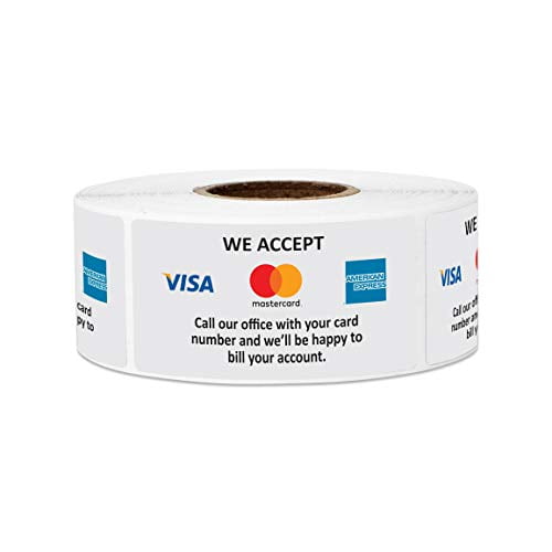 300 Credit Card Sticker Signs Stickers, 1 x 2 Inch We Accept Credit ...