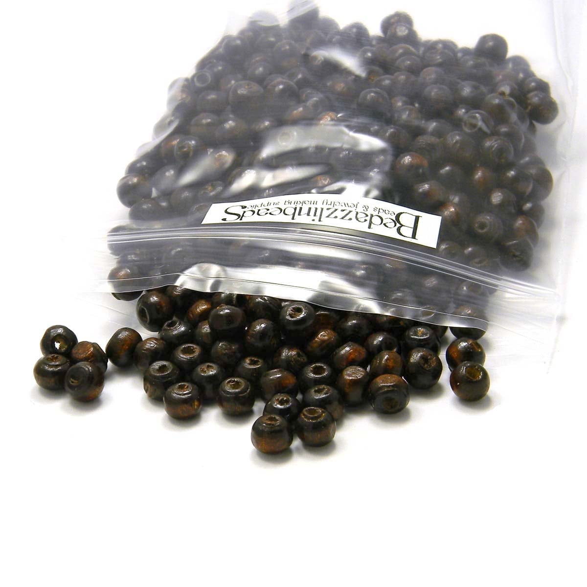 300 Dark Brown Coated Boxwood Wooden Wood Round Rondelle Craft Beads ...