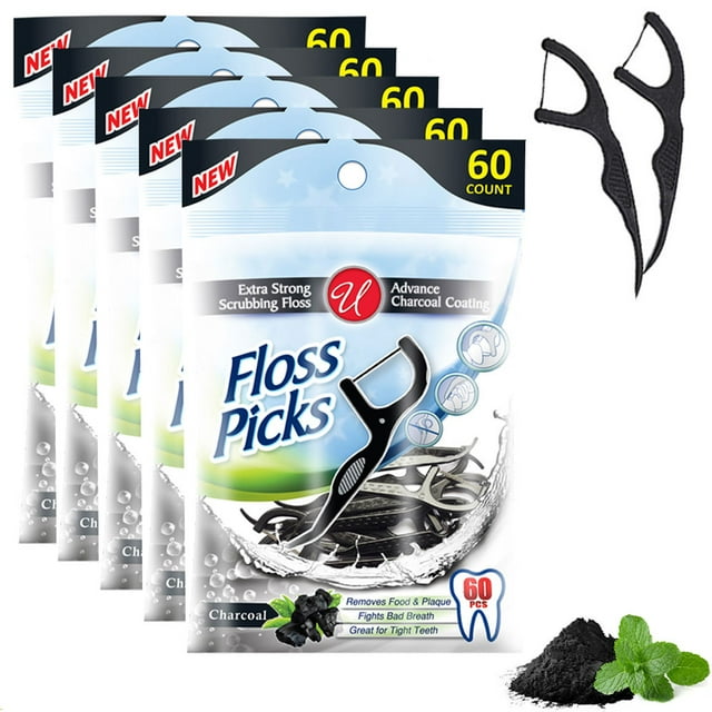 300 Dental Floss Picks Charcoal Plaque Remover Gum Heath Oral Care ...