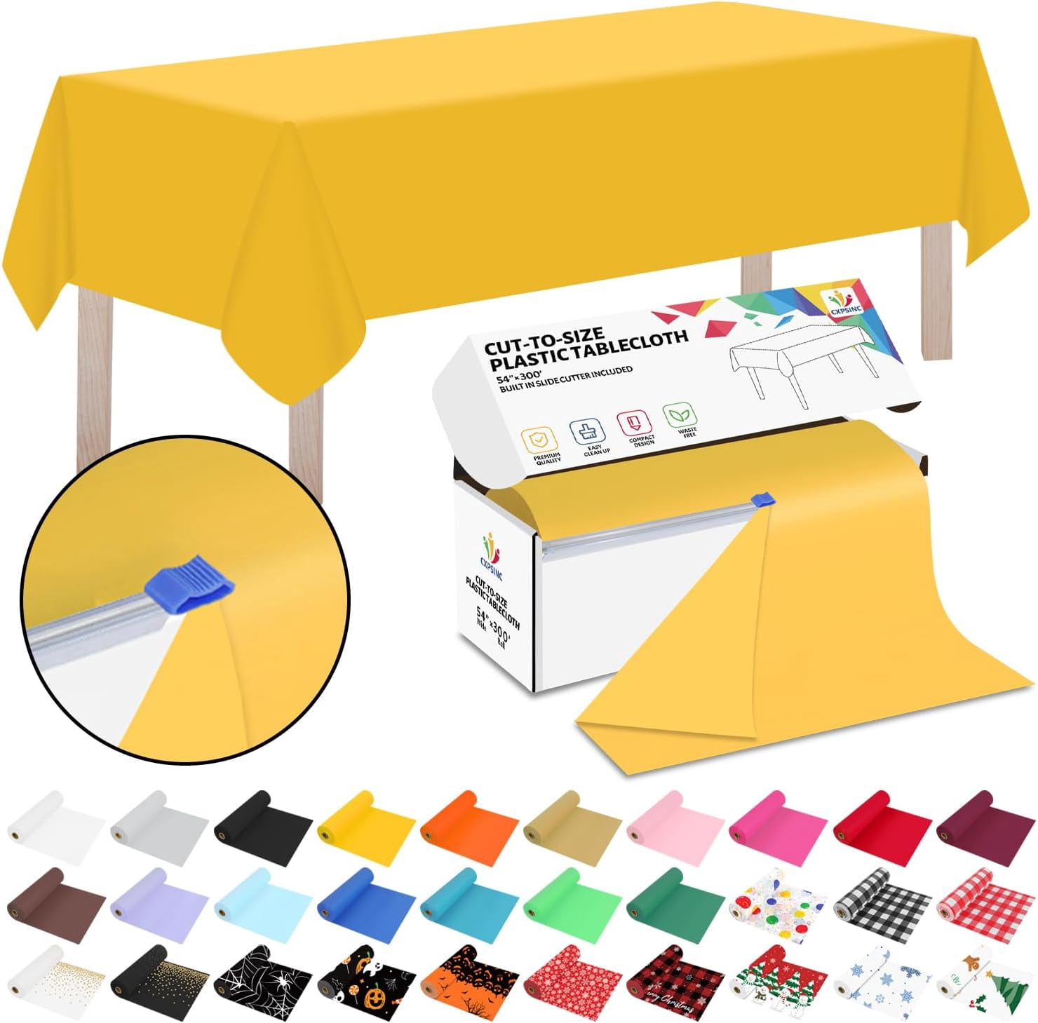 300 Feet X 54 Inch Disposable Plastic Table Cover Roll with Slide ...