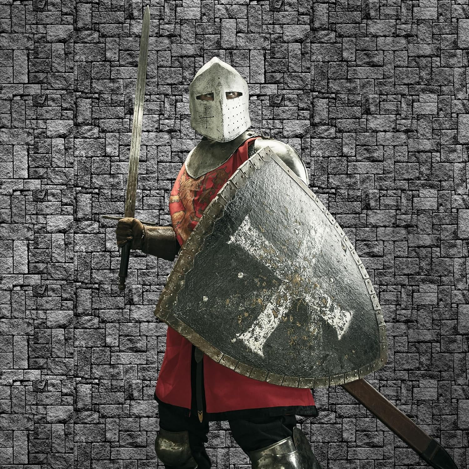 300 Ft x 54 Inch Stone Wall Tablecloth Roll with Cutter Box Disposable ...