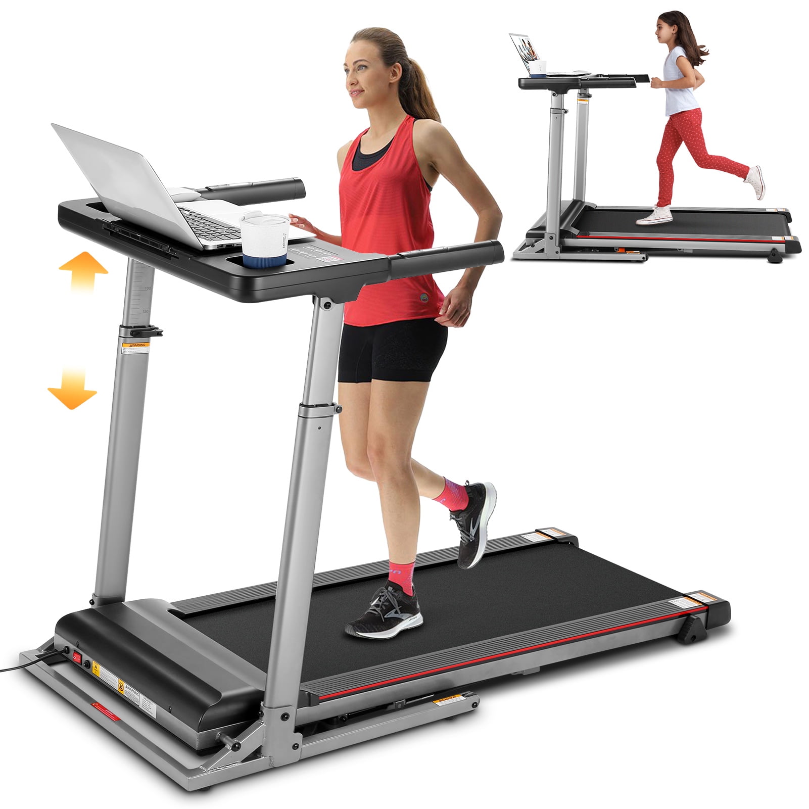 Foldable 300 LBS Treadmill with Desk — 2.5 HP, Incline, App, Bluetooth ...