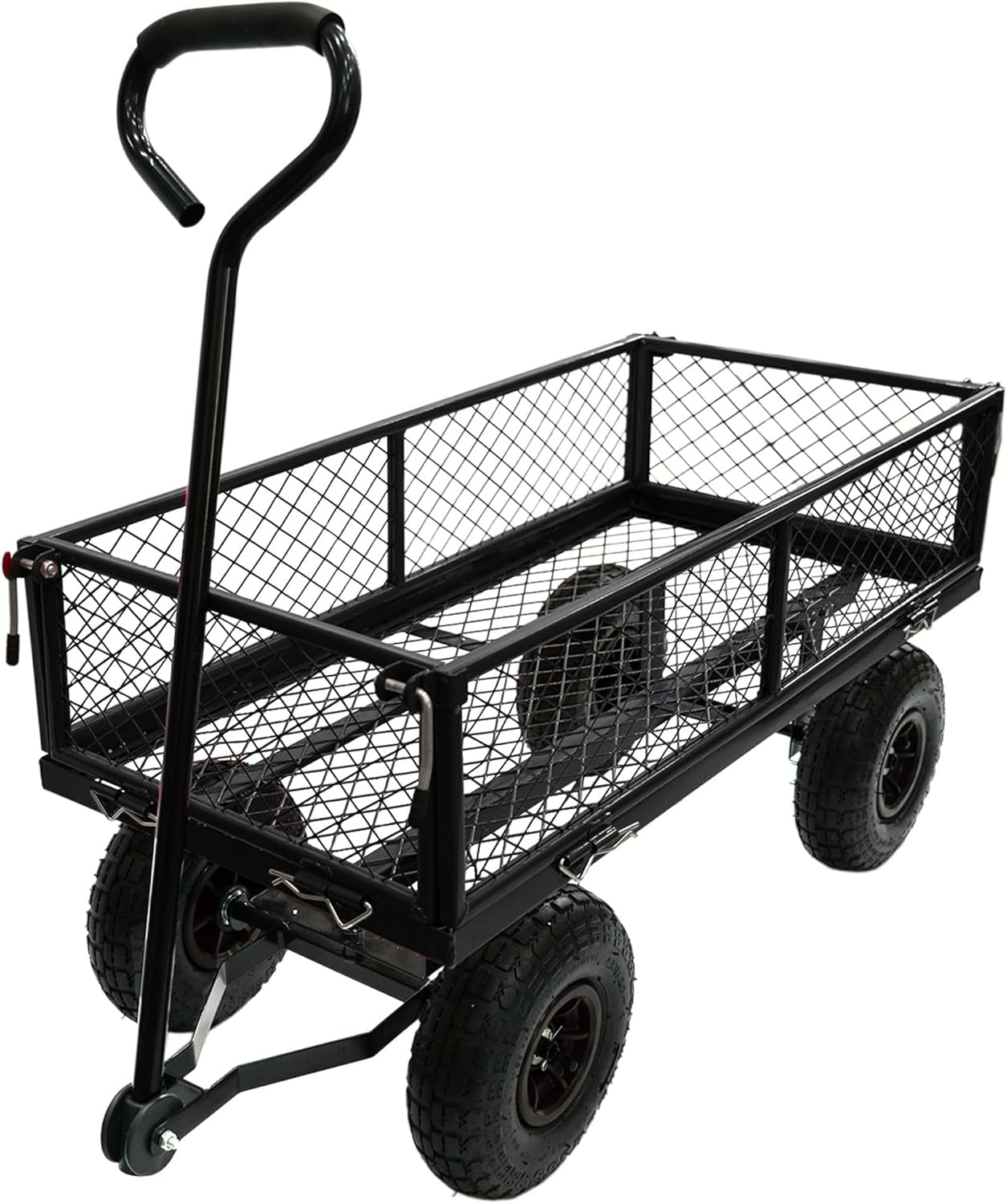 300 LBS Garden Cart, Black Heavy Duty Versatile Wagon Cart, Steel Mesh ...