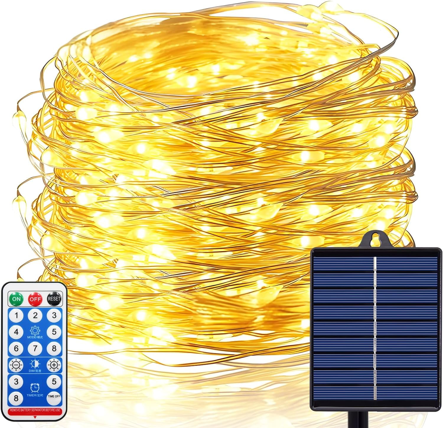 300 LED 100Ft Solar Fairy Lights Outdoor, Solar Sliver Wire Fairy ...
