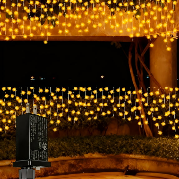 300 LED Curtain Lights, 32.81ft IP44 Waterproof Plug-in Indoor/Outdoor ...