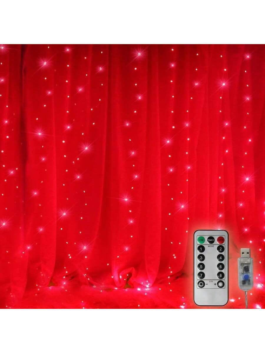 300 LED Curtain String Lights Backdrop Fairy Lights With Remote Control ...