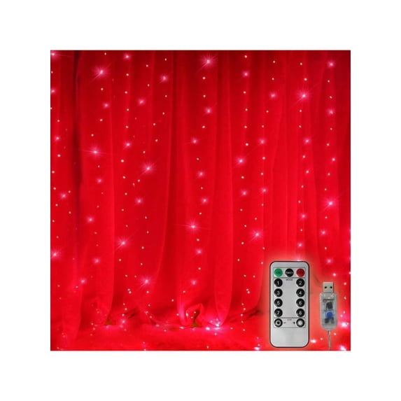 300 LED Curtain String Lights Backdrop Fairy Lights With Remote Control ...