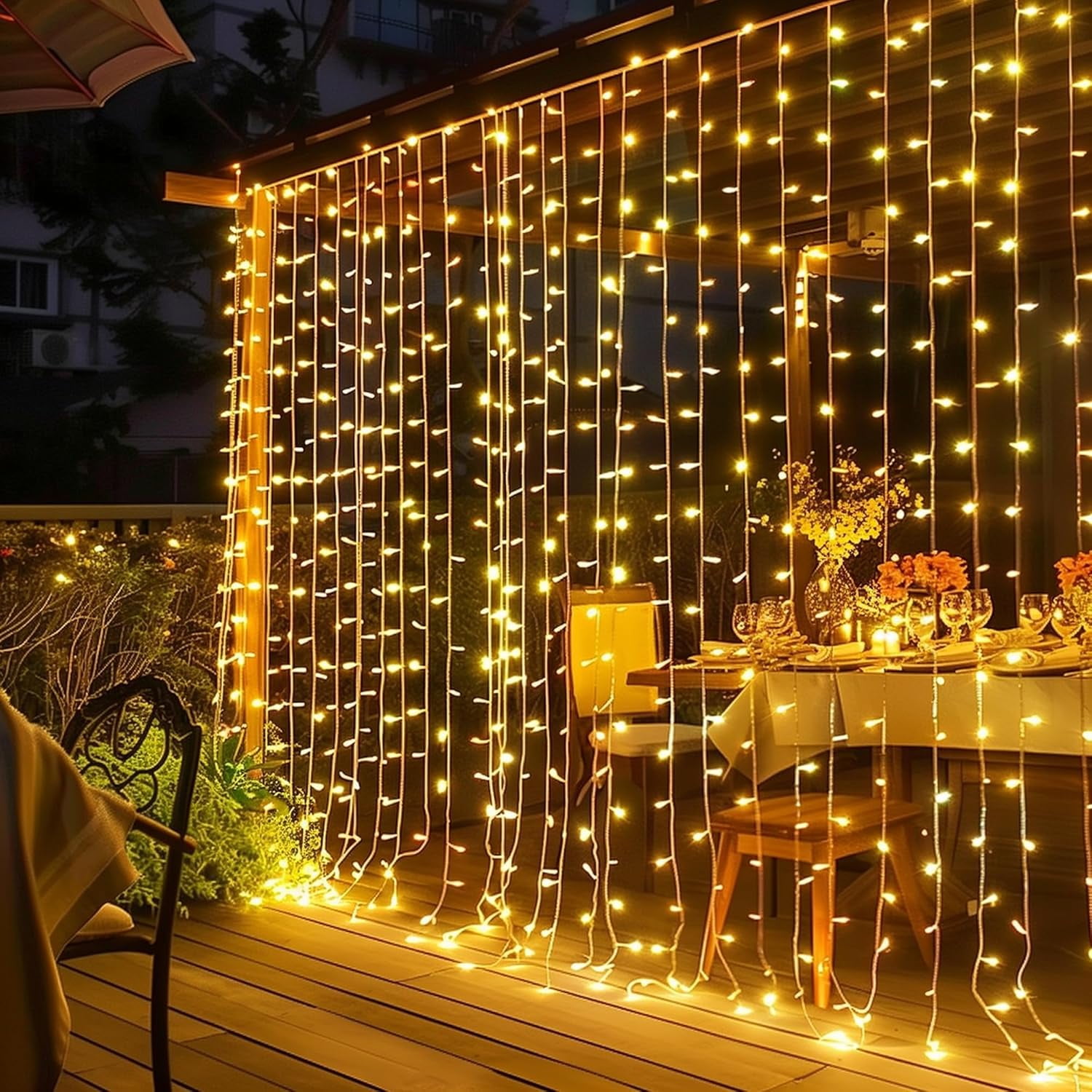 300 LED Curtain String Lights, Christmas Fairy Lights for Bedroom with ...