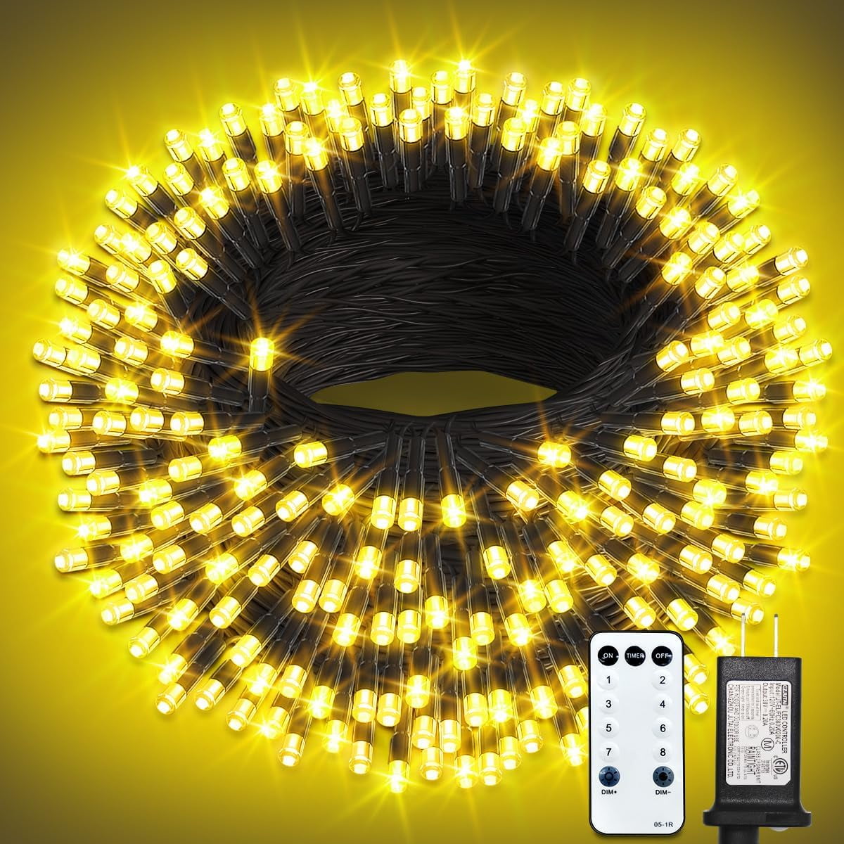 300 LED String Lights Outdoor, 100FT Warm White Christmas Lights for ...