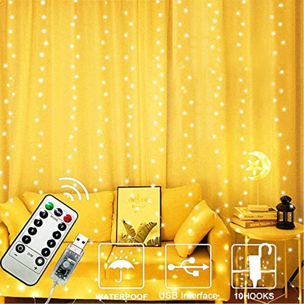 300 LED Window Curtain String Colorful Light with 8 USB Lighting Modes ...