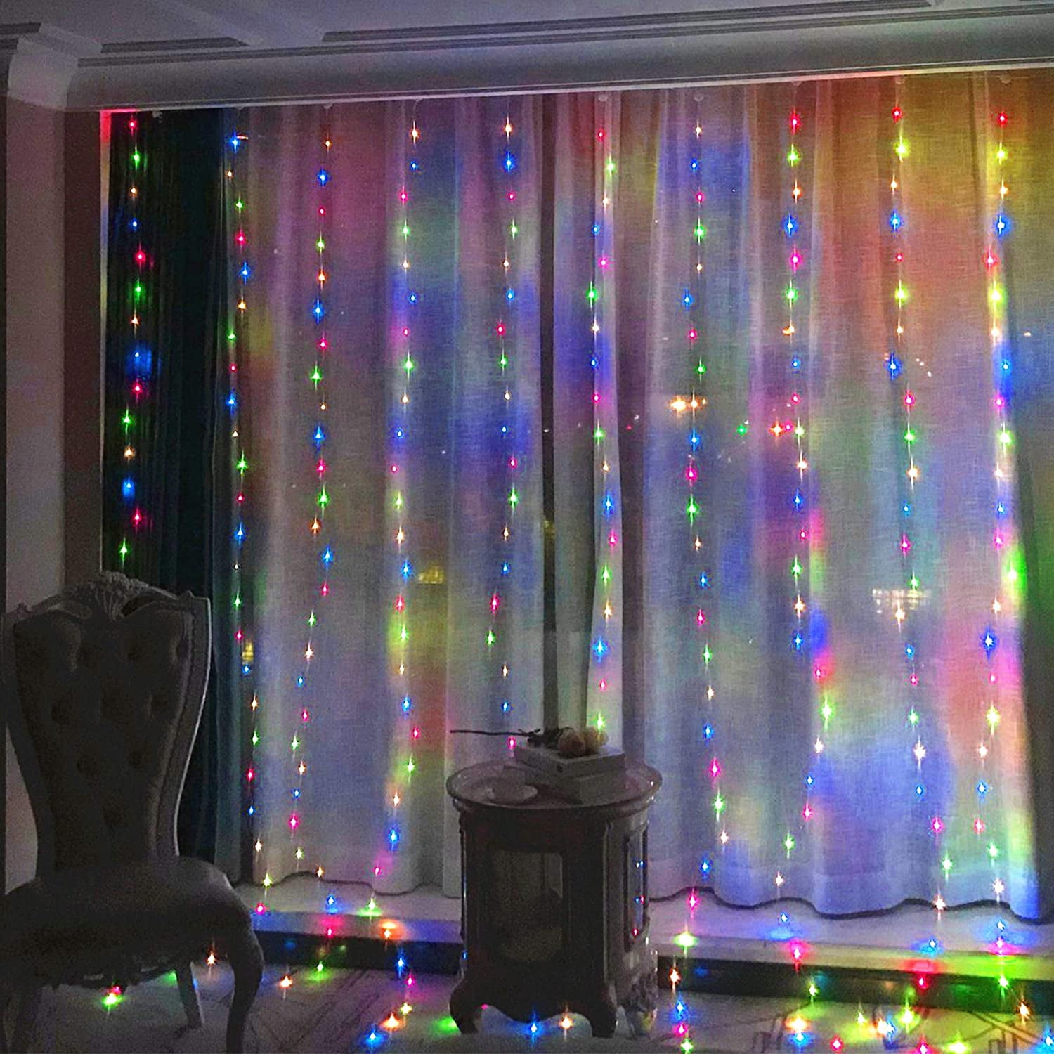 300 LED Window Curtain String Light Wedding Party Garden ,Colorful ...