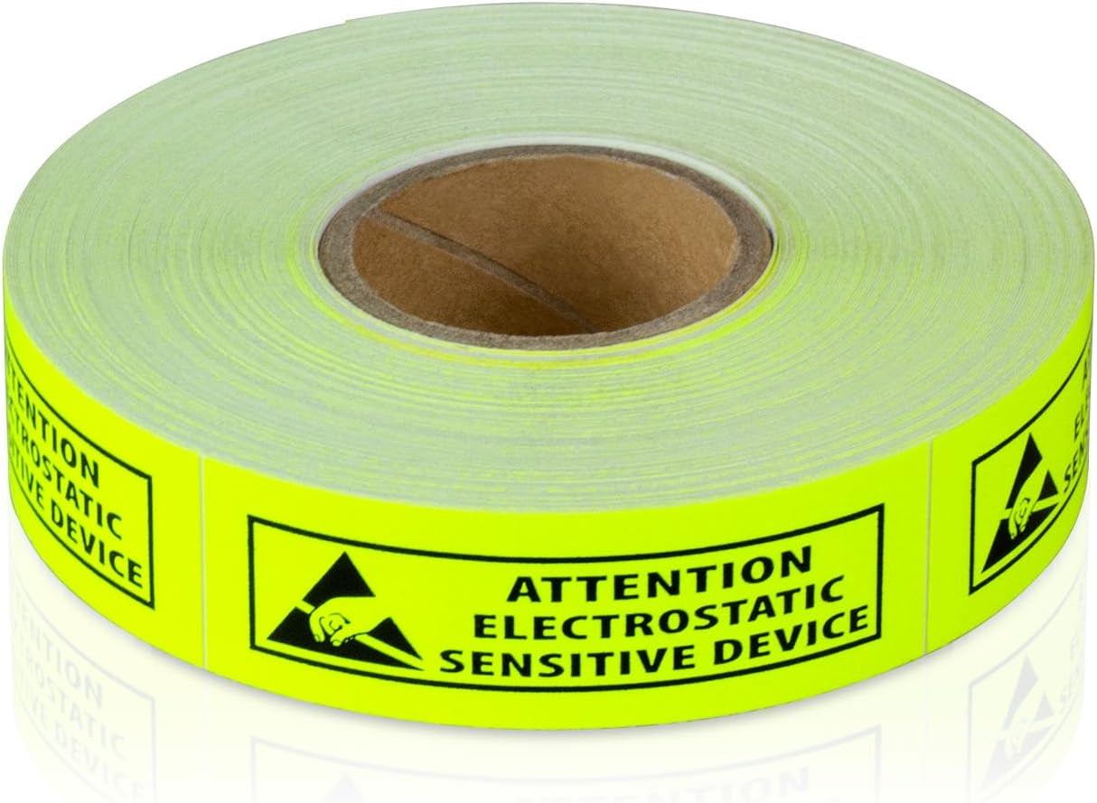 300 Labels - 0.625 x 2 inch, Rectangle, Attention Electrostatic ...