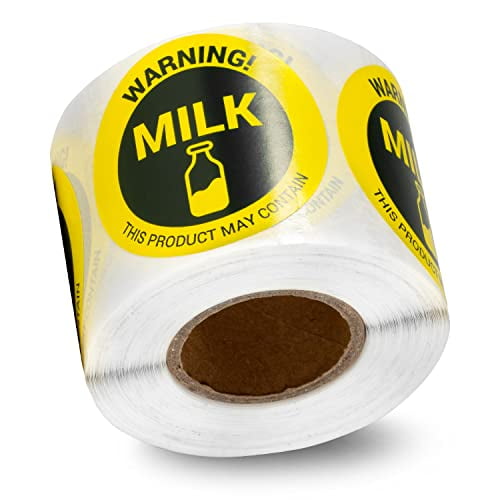 300 Labels - Milk Allergen Allergy Warning Stickers, 1.5 inch Circle ...