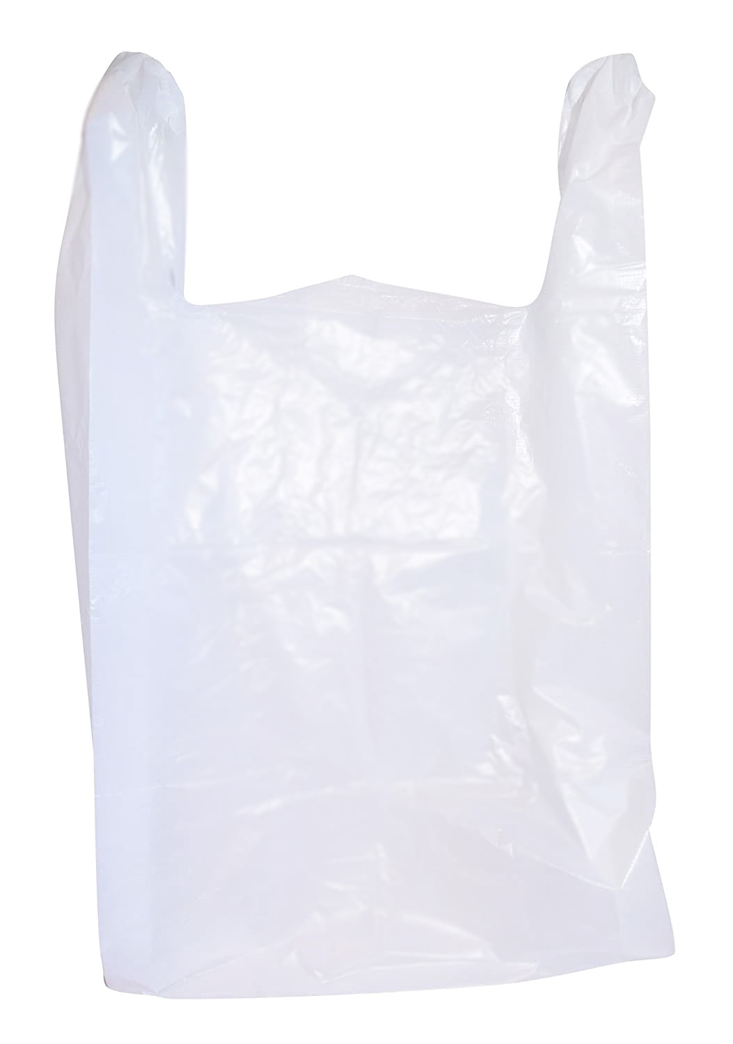 300 Large Plastic Grocery T-Shirt Bags with Handles - Plain White 12" x ...