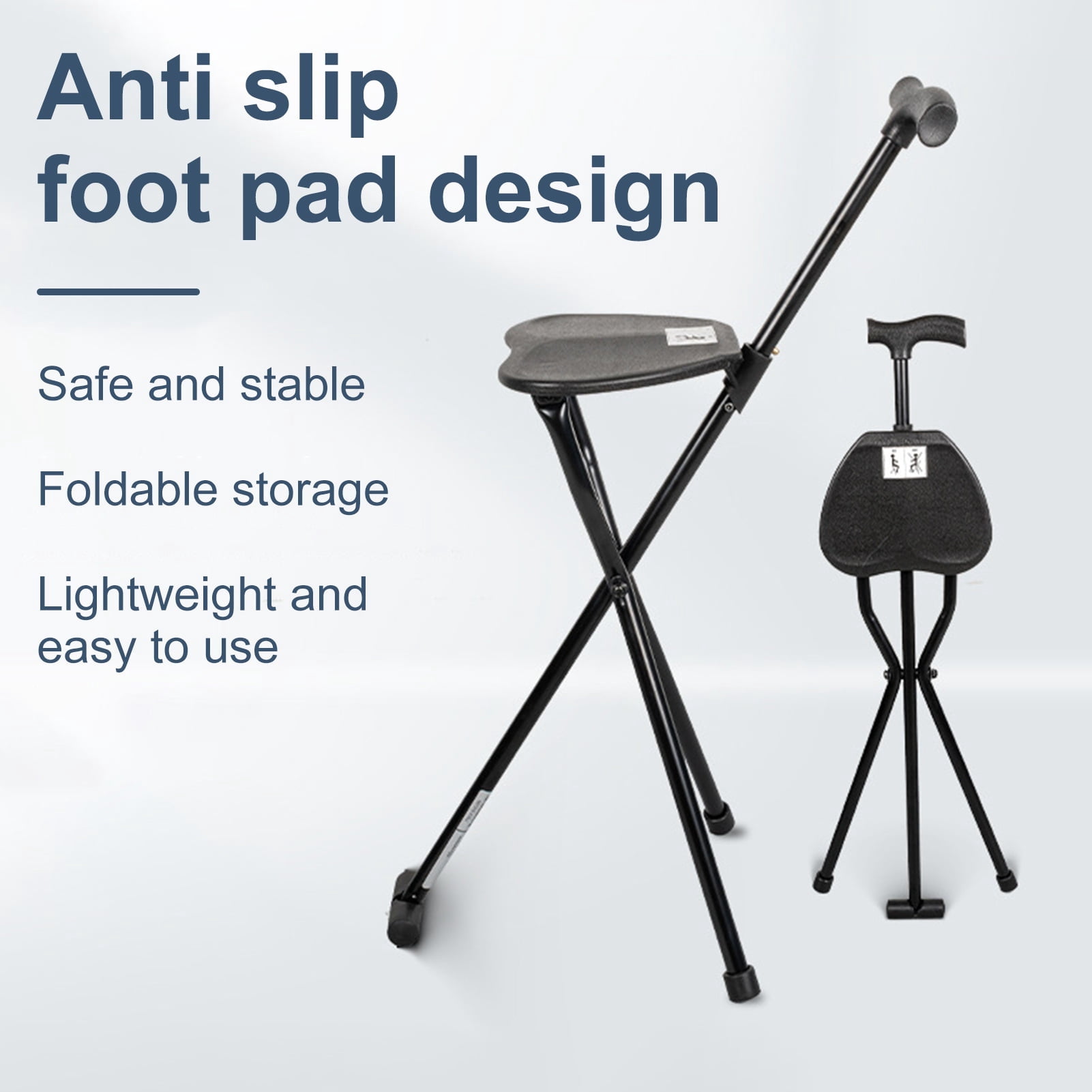 Seipola 300 Lbs Capacity Crutch Stool with Seat, Lightweight Folding ...