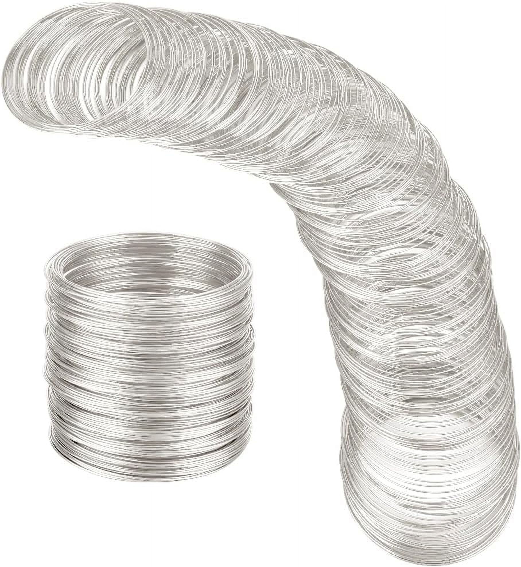 300 Loops Silver Memory Wire Memory Bracelet Wire Steel Round Loop ...
