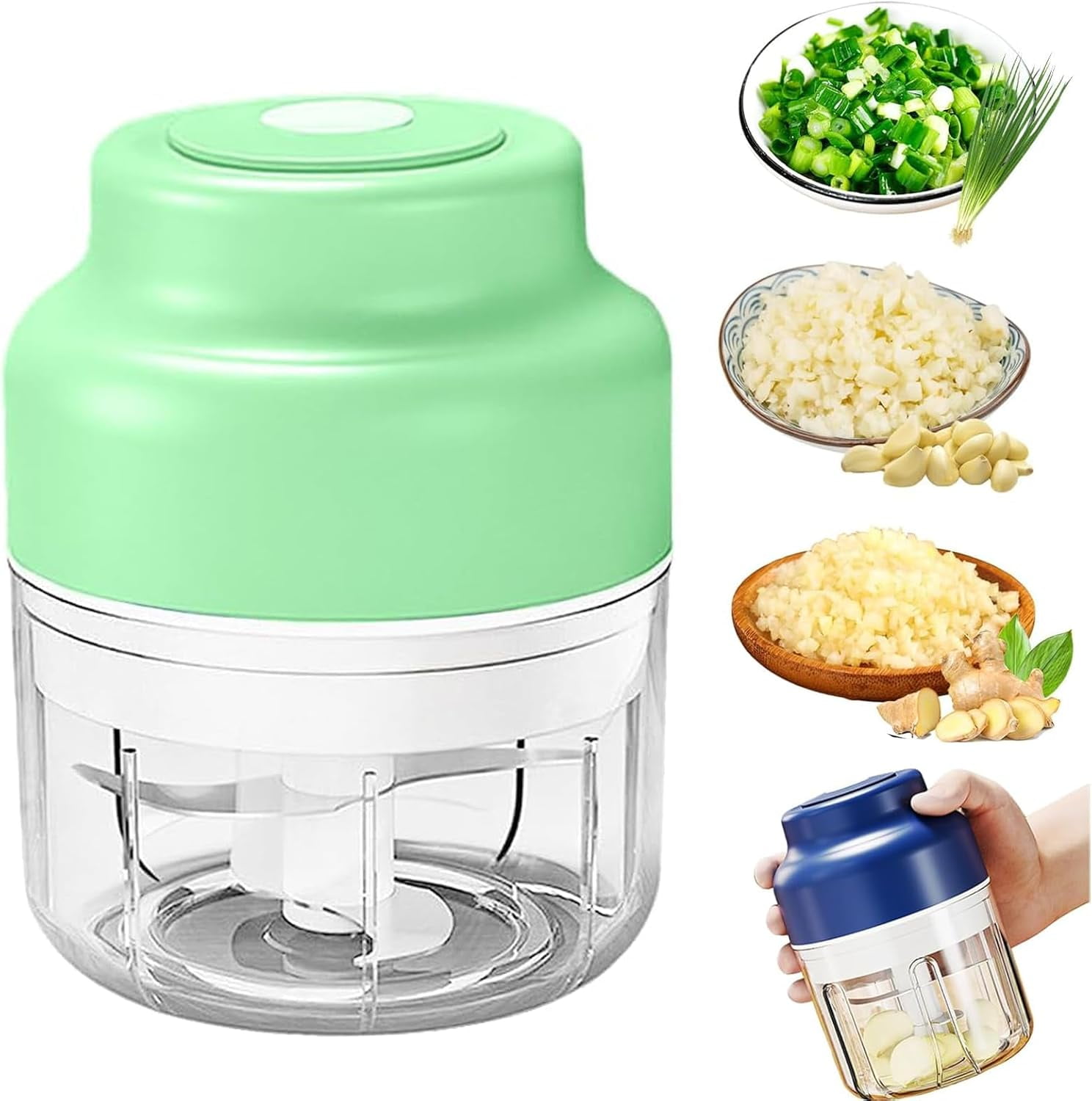 300 ML Electric Garlic Chopper - Mini Portable Veggie Chopper with 6 ...
