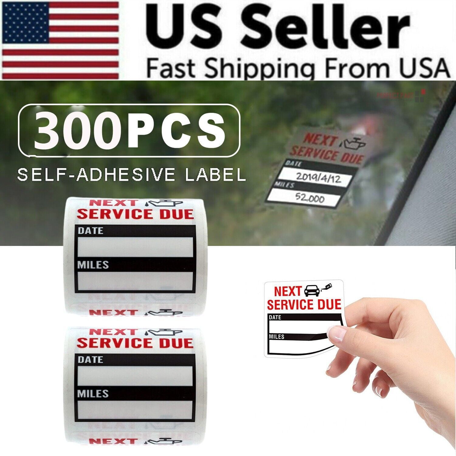 300 Oil Change Service Reminder Stickers Clear Window Lite Sticker Pack ...
