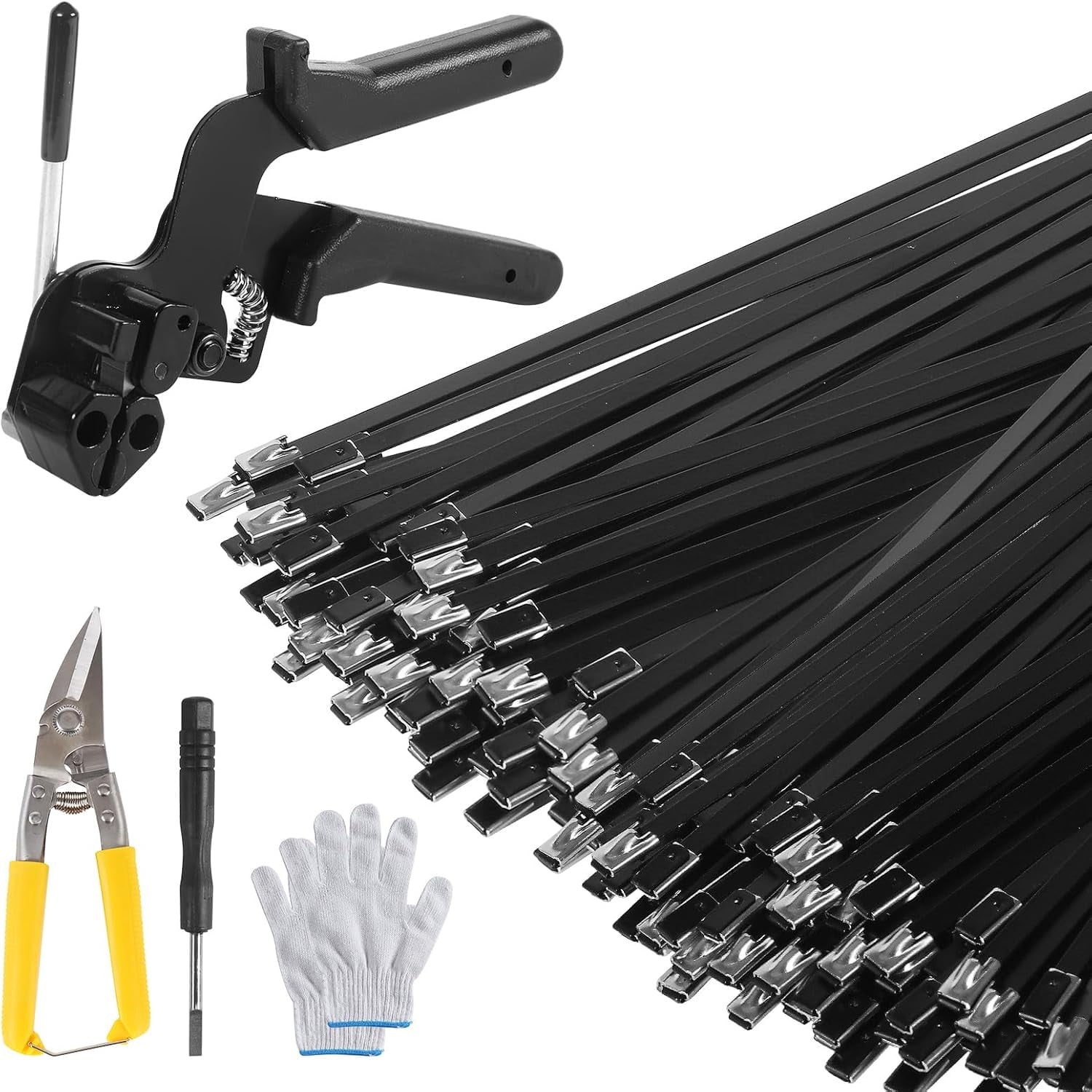 300 PCS 11.8 Inch Metal Zip Ties, Stainless Steel Cable Tie Gun Set ...