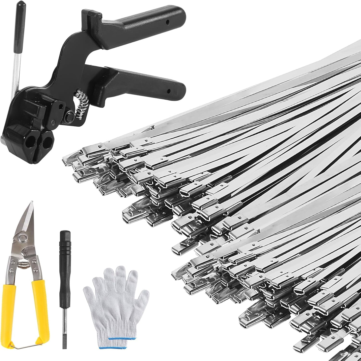 300 PCS 11.8 Inch Metal Zip Ties, Stainless Steel Cable Tie Gun Set ...