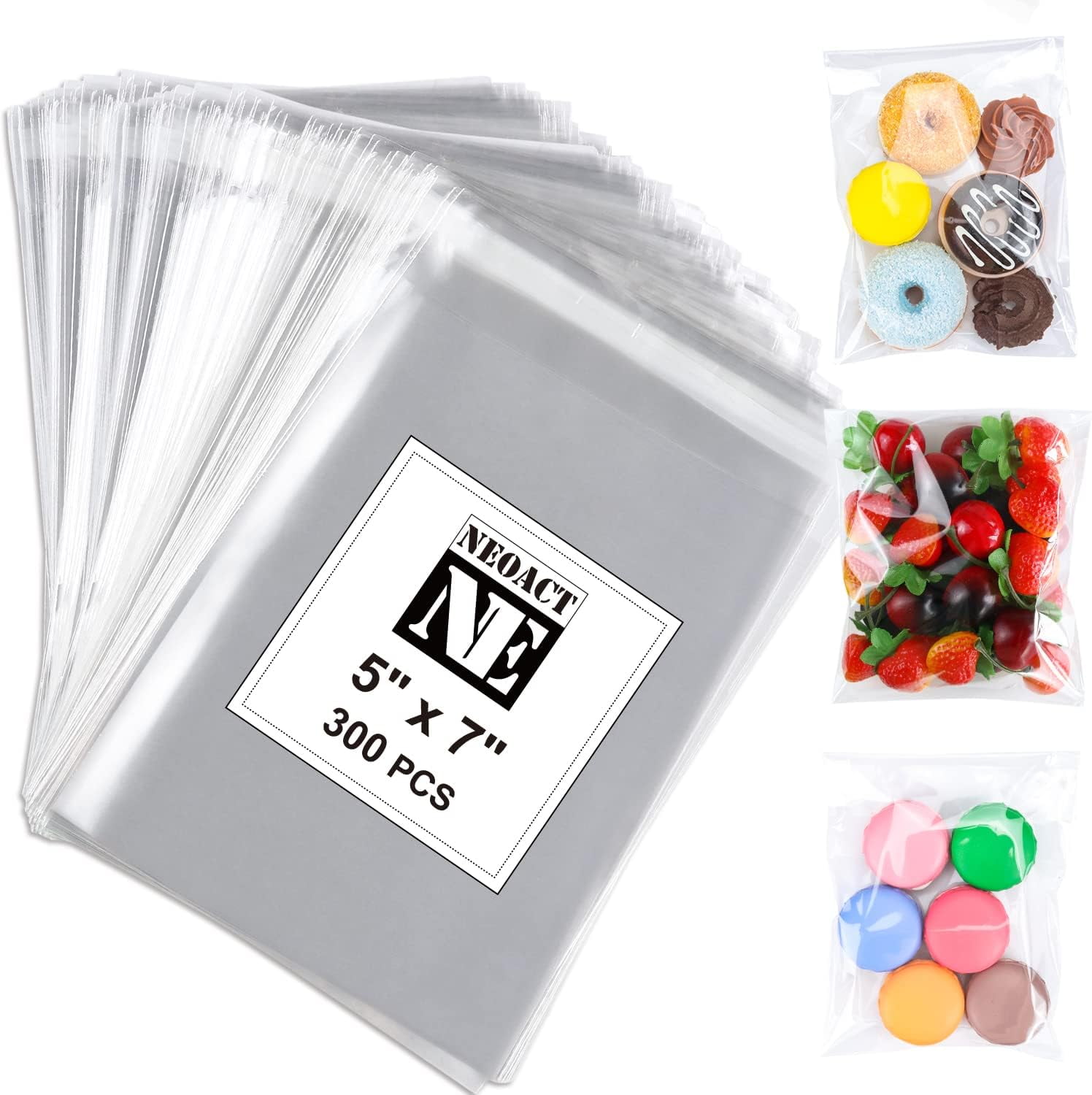 300 PCS 5"x7" Clear Resealable Cellophane Bags Good for Bakery, Candle ...