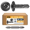 300 PCS. #8 x 3/4" Black Self Tapping Screws for Metal, 410 Stainless ...