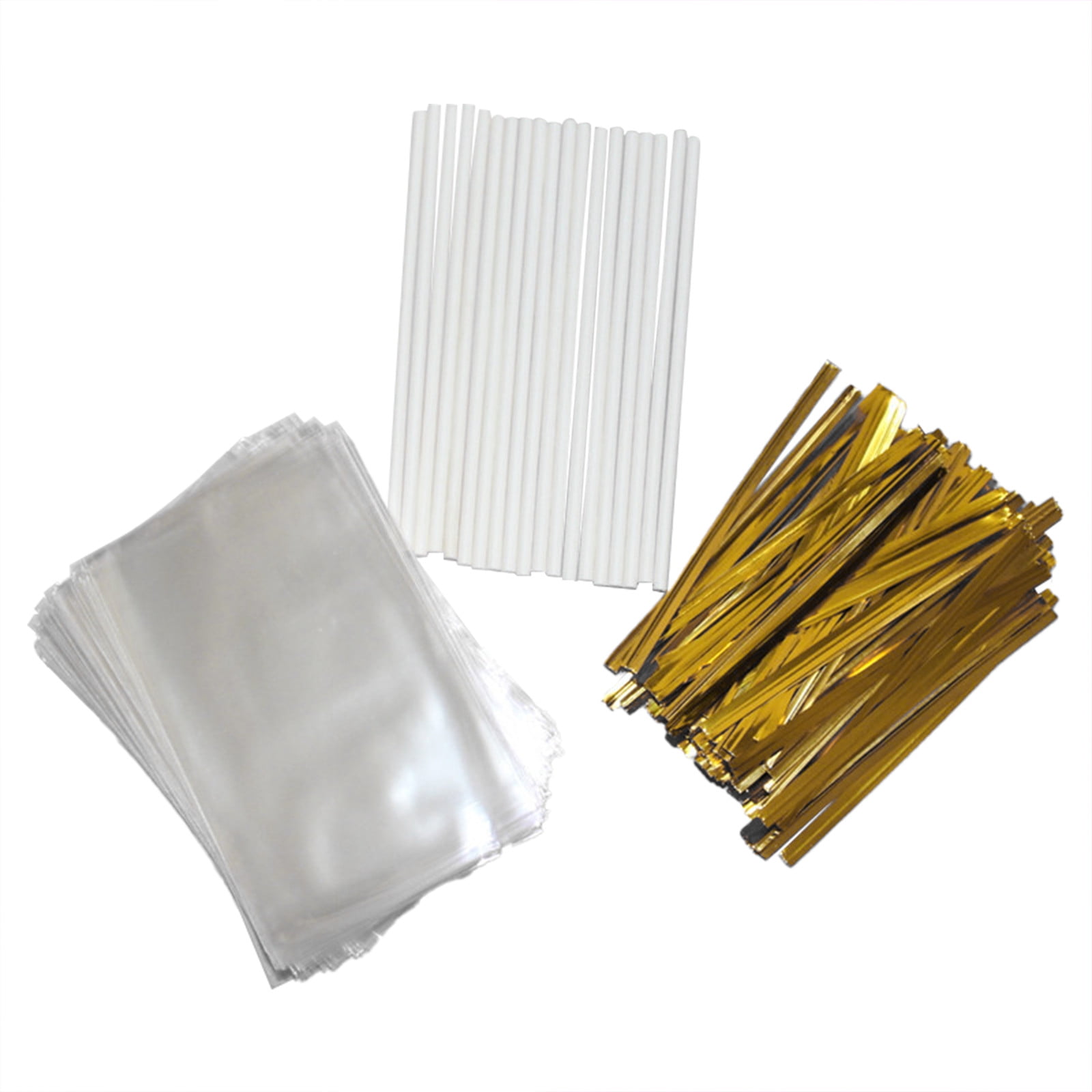 300 PCS Cake Sticks And Wrappers Kit 100pc Paper Lollipop Sticks 100pc ...