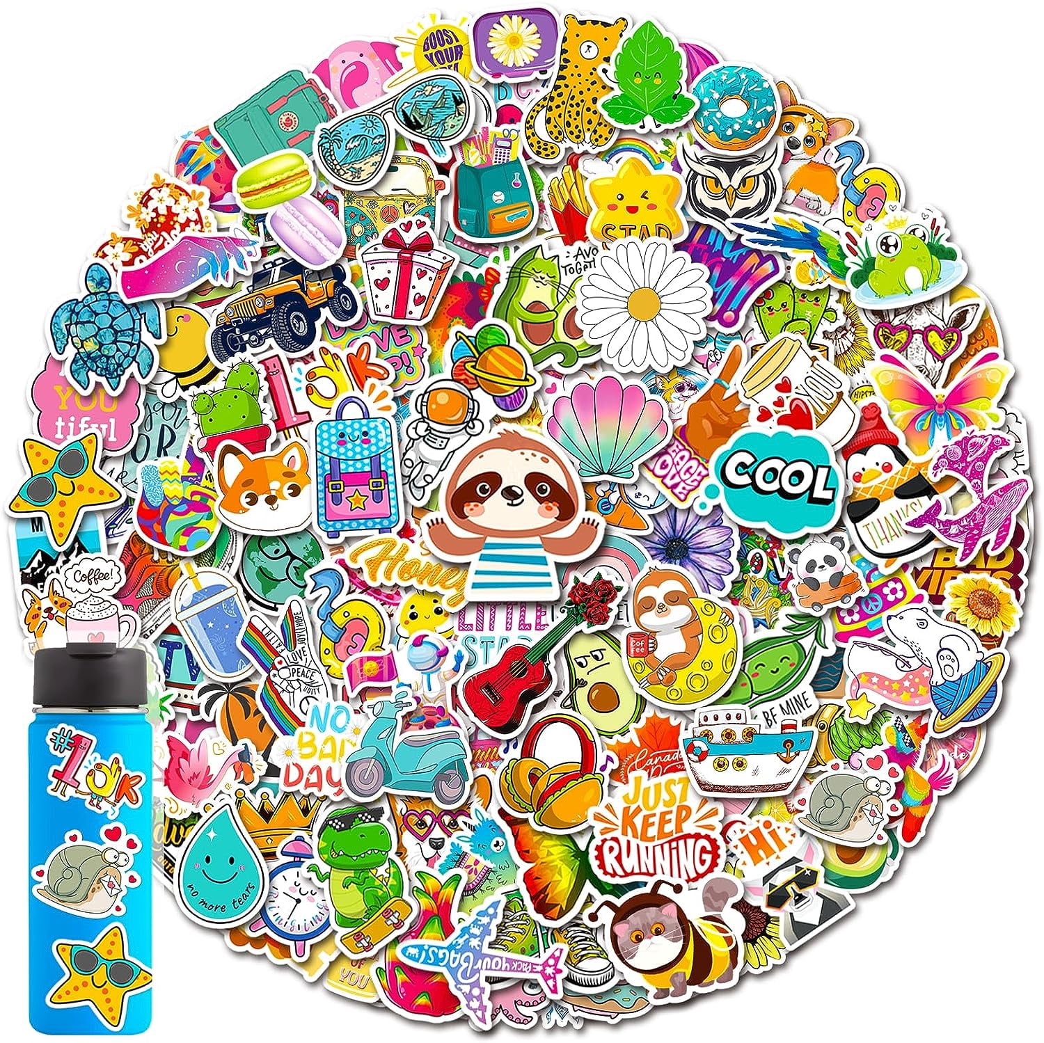 300 PCS Cute Vinyl Waterproof Stickers for Water Bottles, Skateboard ...