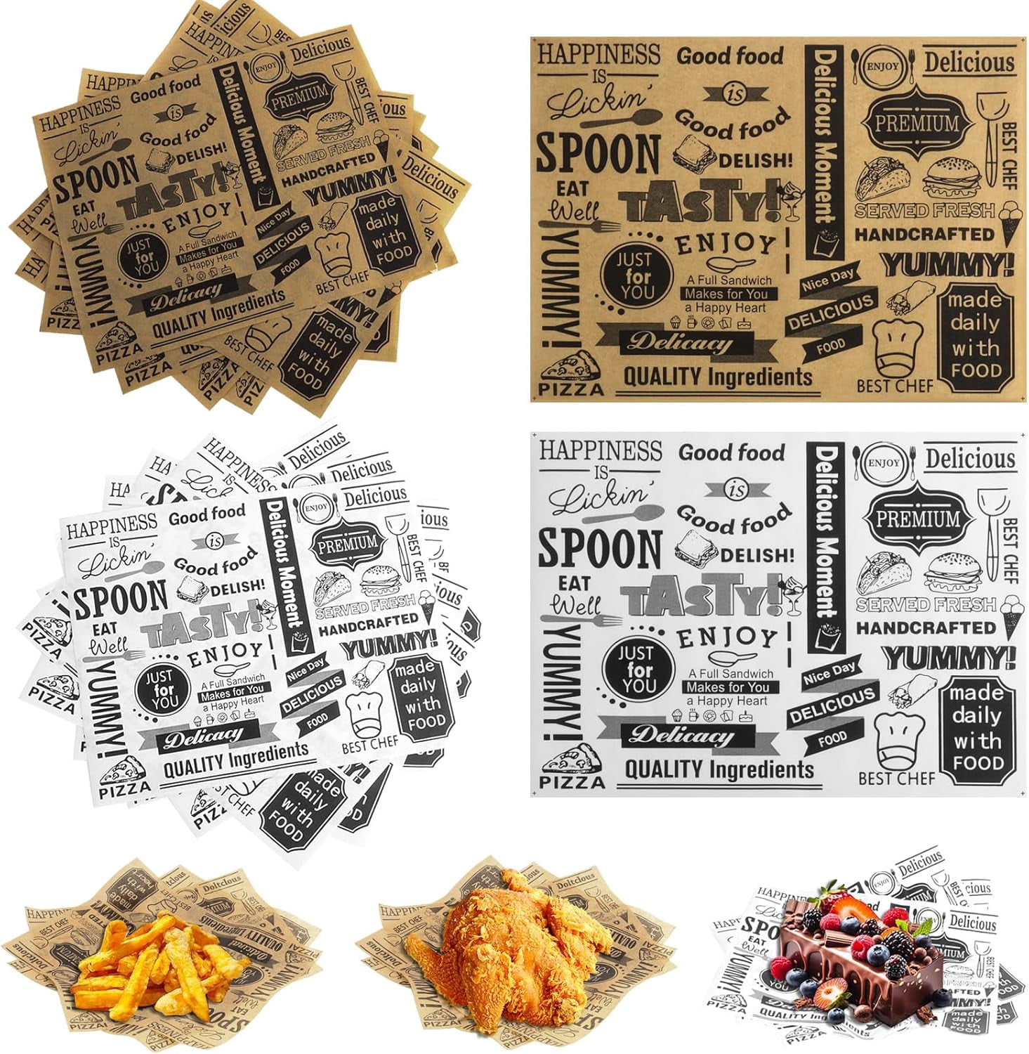 300 PCS Deli Paper Sheets, 8 x 10 Inch Greaseproof Deli Wrapping Sheets ...