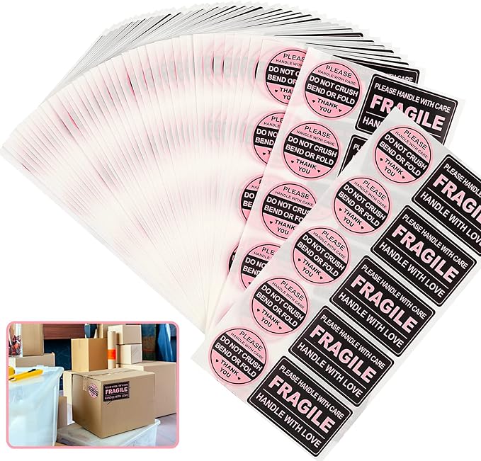300 PCS Fragile Stickers(Rectangular,3x2"),with 300 PCS Do Not Crush ...