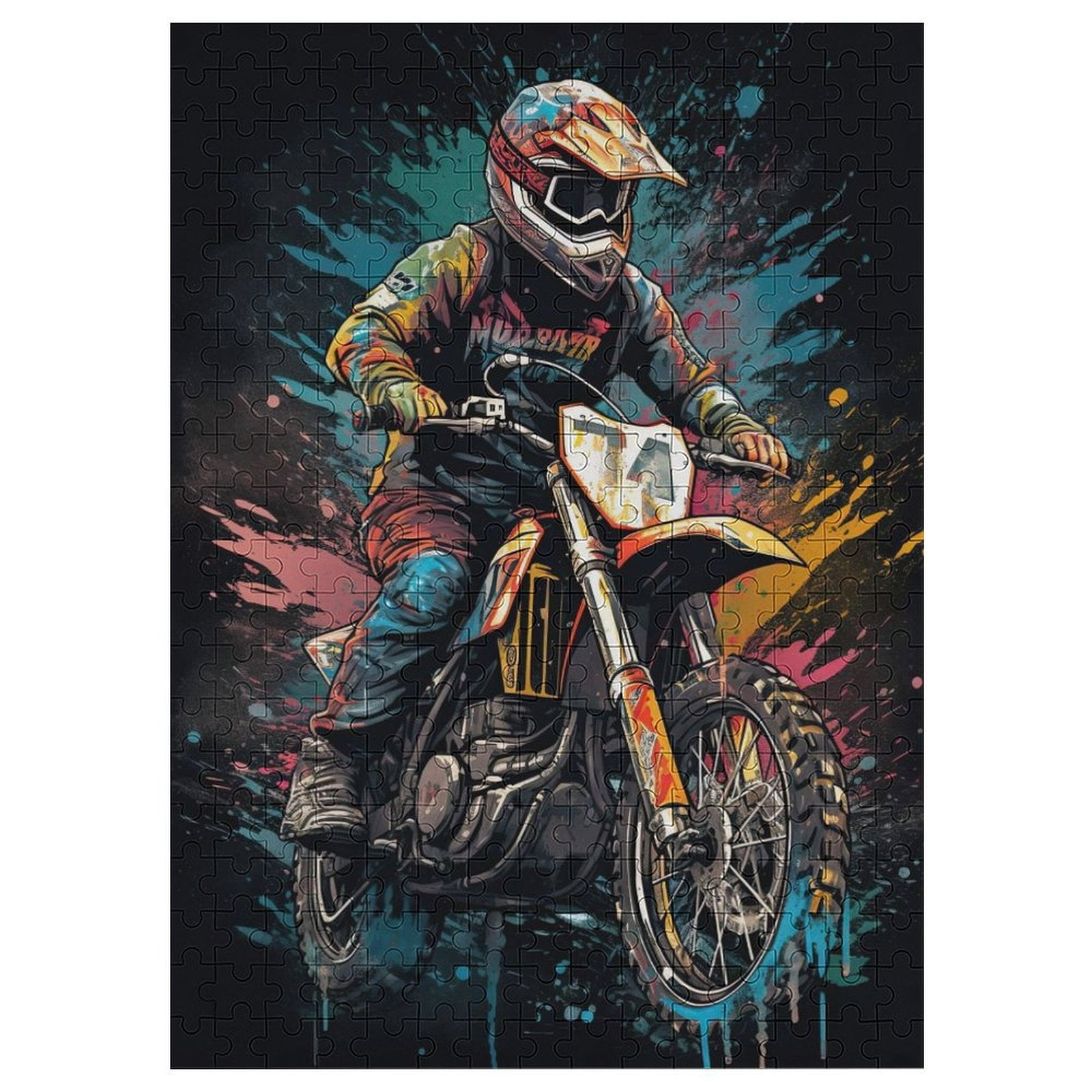 300 PCS Jigsaw Puzzle Dirt Bike Motorcycle Race Wooden Puzzle Challenging Game Fun Artwork For ...