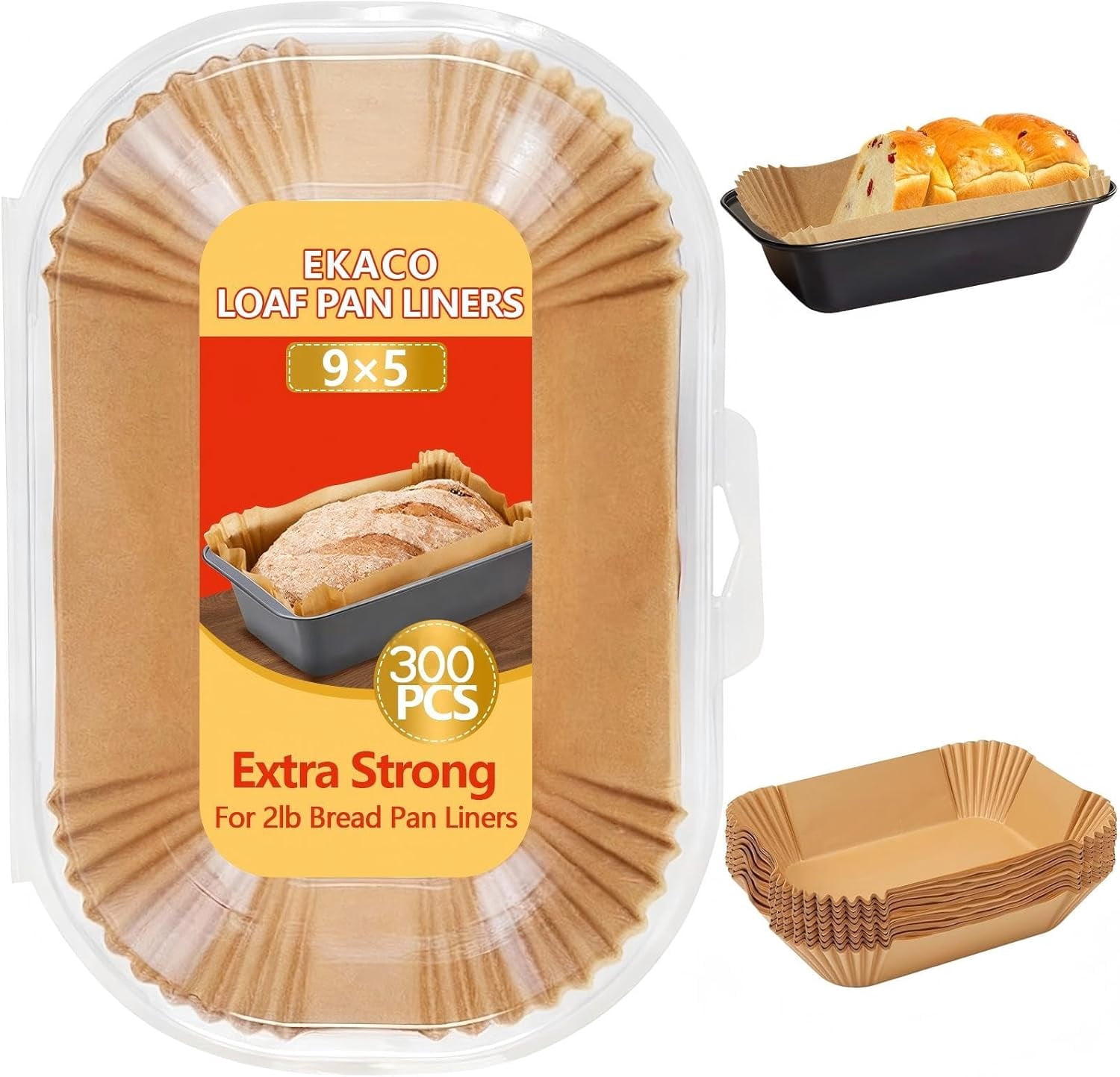 300 PCS Loaf Pan Liners, 9x5 Inch Loaf Pan Liners Baking Bread, Non ...
