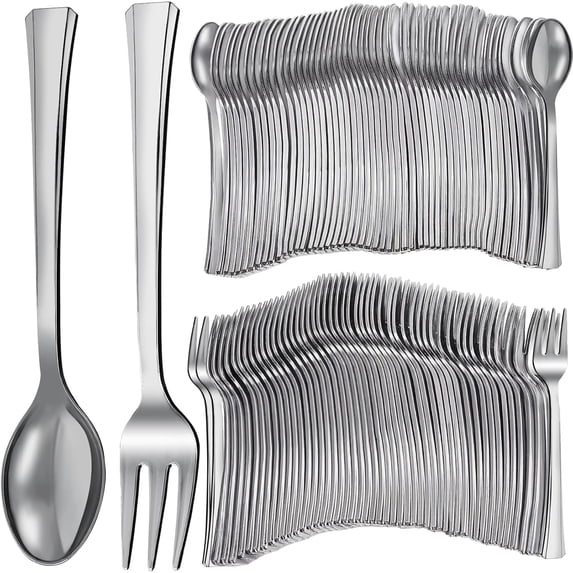 300 PCS Plastic Mini Forks and Spoons,150 Disposable Appetizer Forks ...
