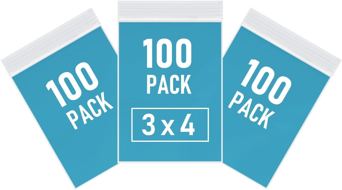 300 PCS Small Plastic Bags, 3 x 4 Inch Small Zip Bags, Transparent Jewelry Bags Reclosable ...