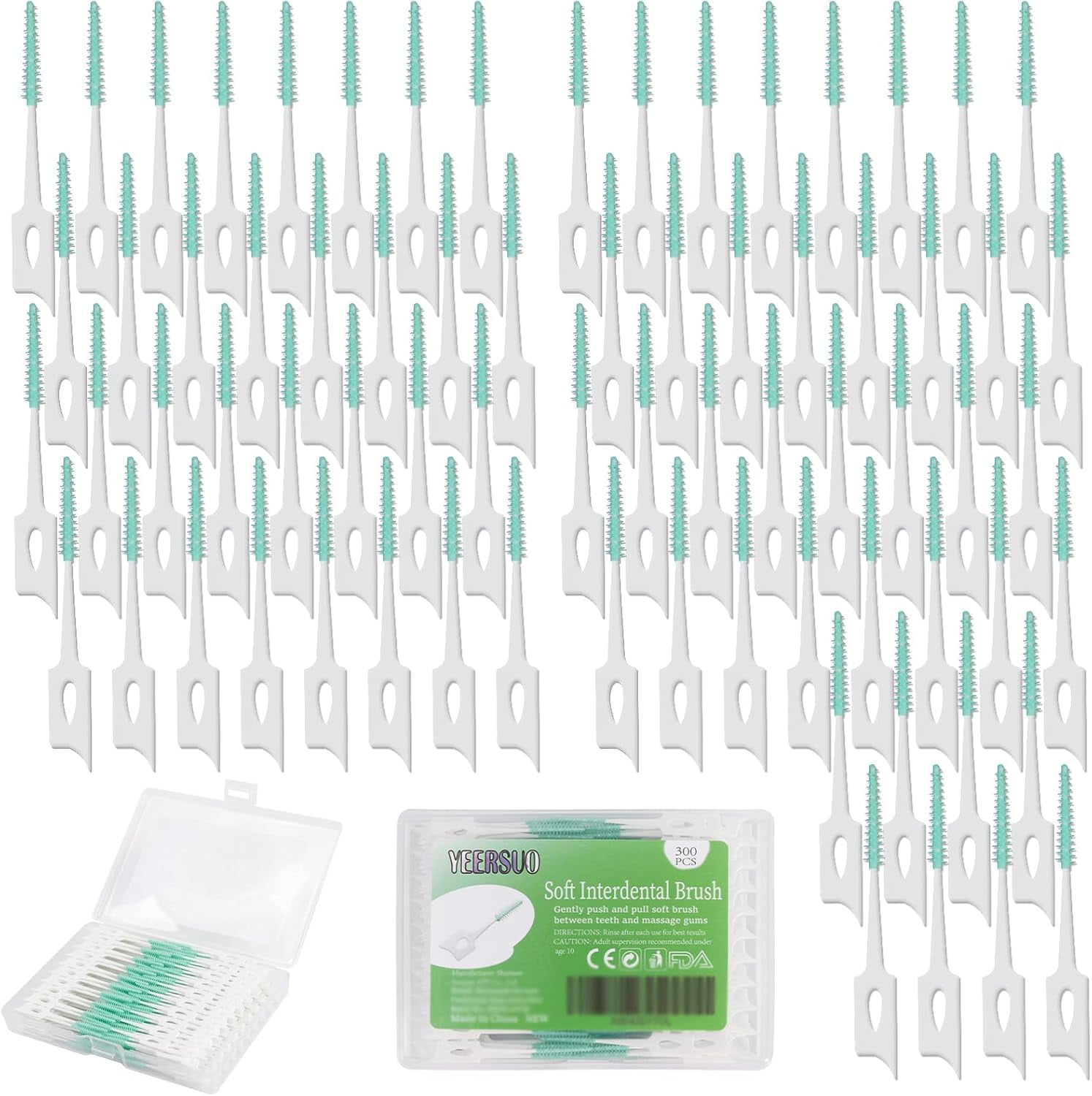 300 PCS Soft Dental Floss Picks, Silicone Interdental Brush Between ...