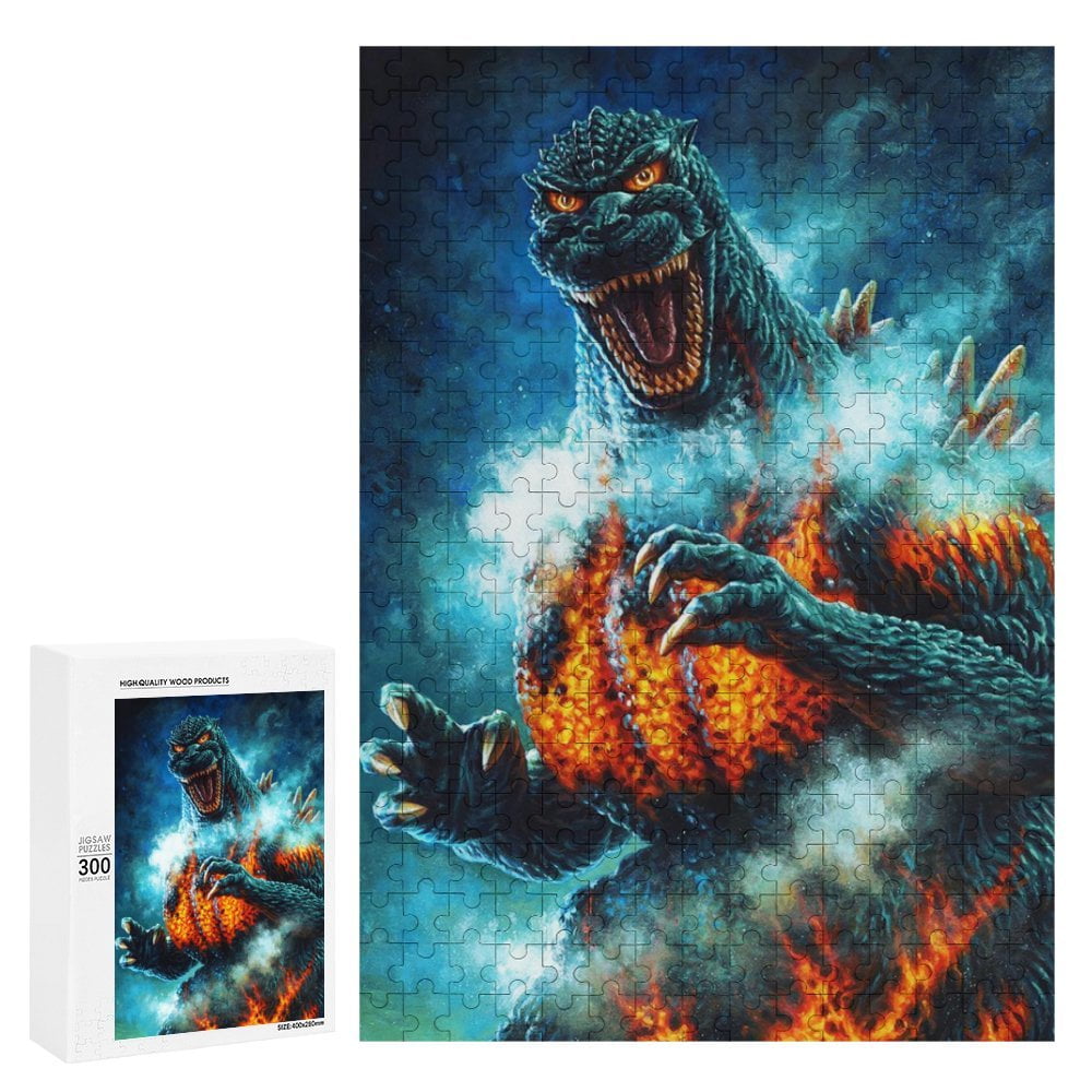 300 PCS Wooden Jigsaw Puzzles for Kids And Adults, 3D Visual Godzilla ...