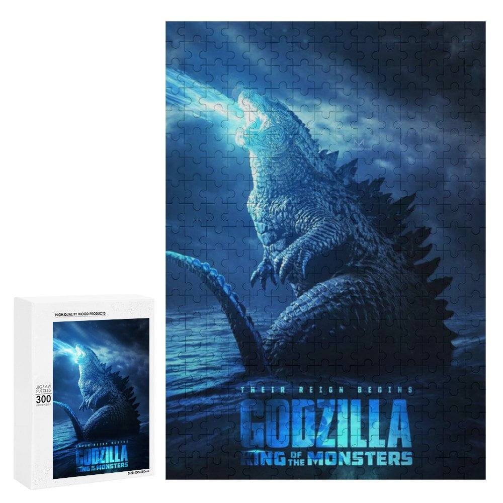 300 PCS Wooden Jigsaw Puzzles for Kids And Adults, 3D Visual Godzilla ...