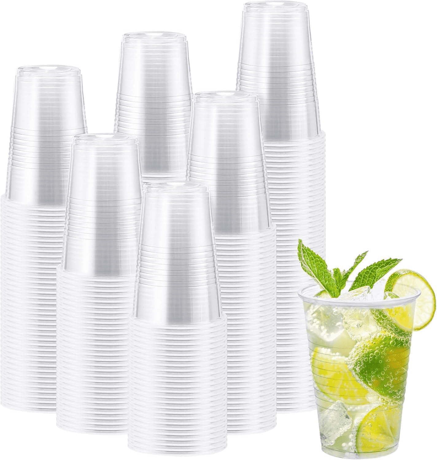 300 Pack 12 Oz Clear Plastic Cups,12 Ounce Disposable Cups, Cold ...