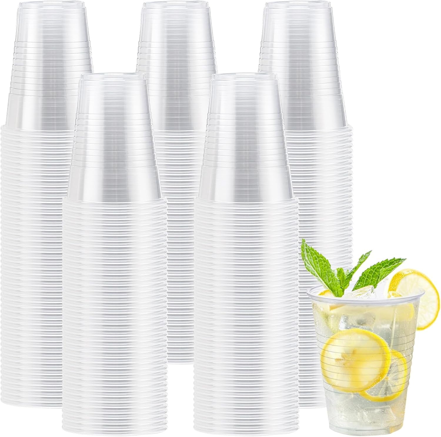300 Pack 12 oz Clear Plastic Cups,12 Ounce Disposable Cups, Cold ...