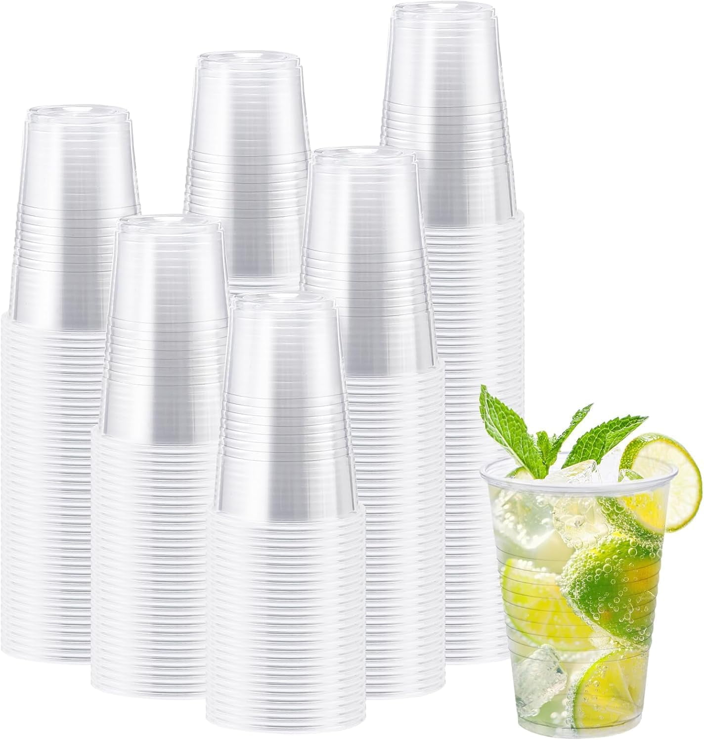 300 Pack 12 oz Clear Plastic Cups,12 Ounce Disposable Cups, Cold ...