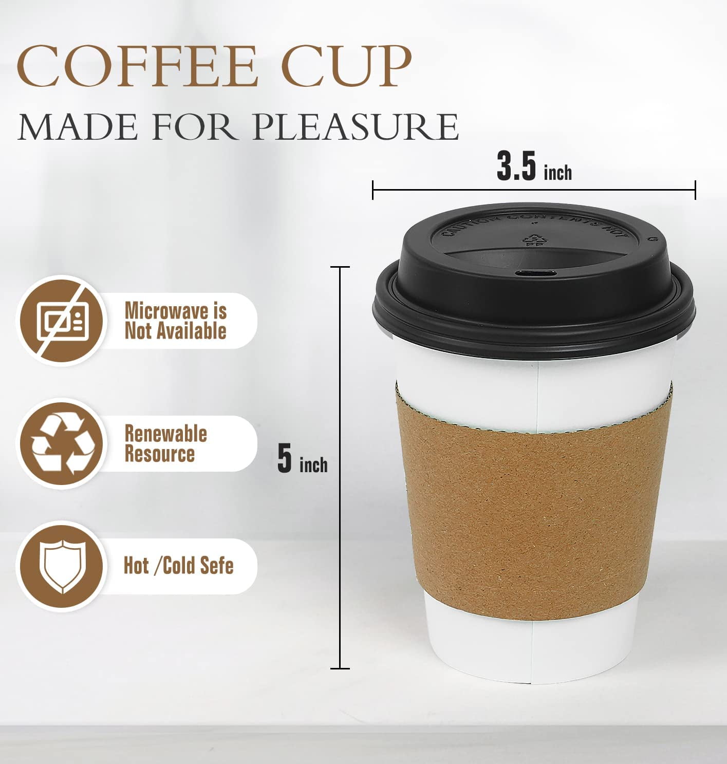 300 Pack 12 oz Disposable Thickened Paper Coffee Cups with Lids and ...