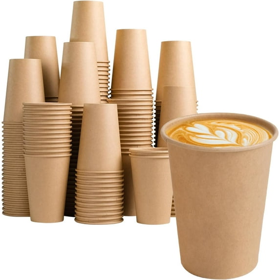 300 Pack 12 oz Paper Coffee Cups, Disposable Kraft Coffee Cups, Hot ...
