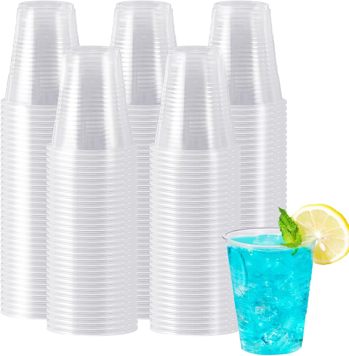 300 Pack 12 oz Plastic Cups, Clear Disposable Cups, Cold Party Drinking ...