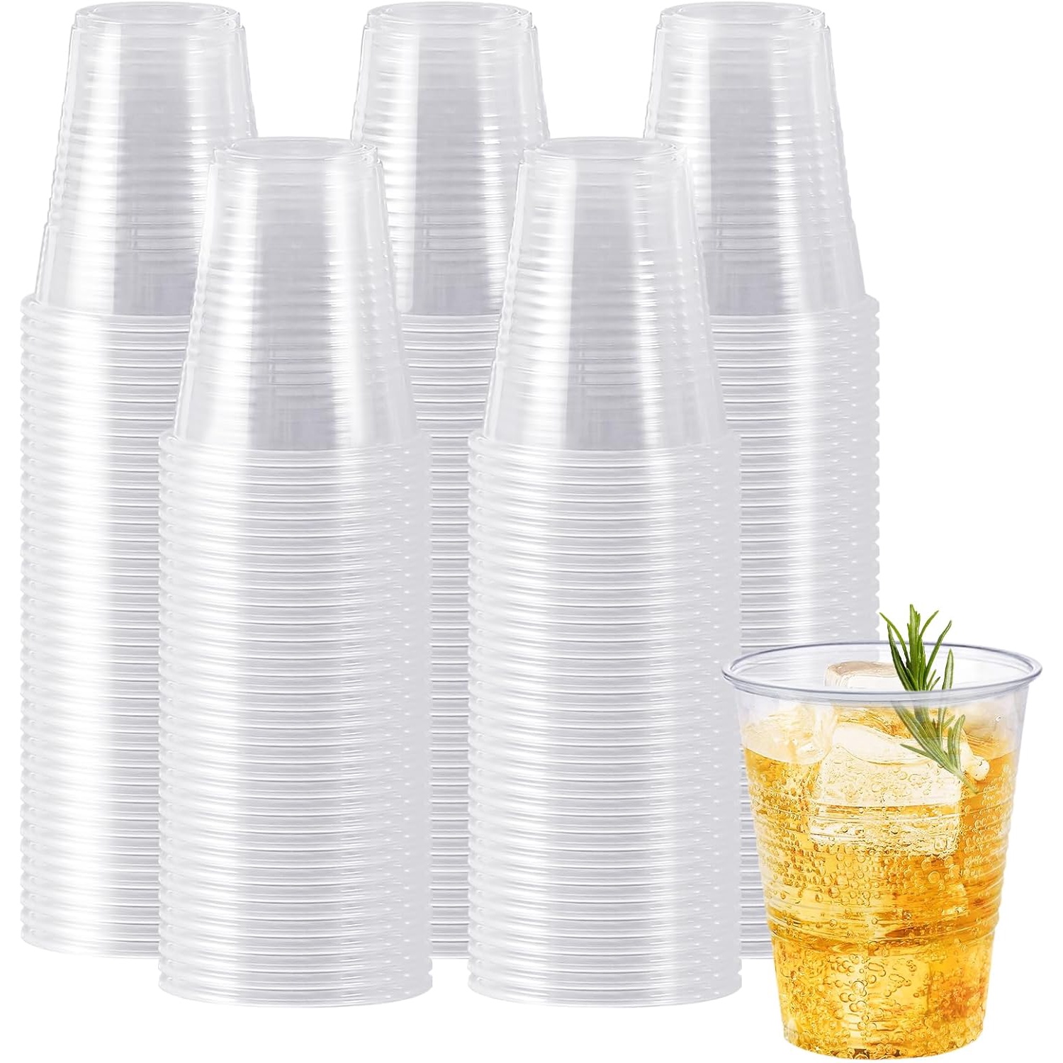300 Pack 12 oz Plastic Cups, Clear Disposable Drinking Water Cups for ...