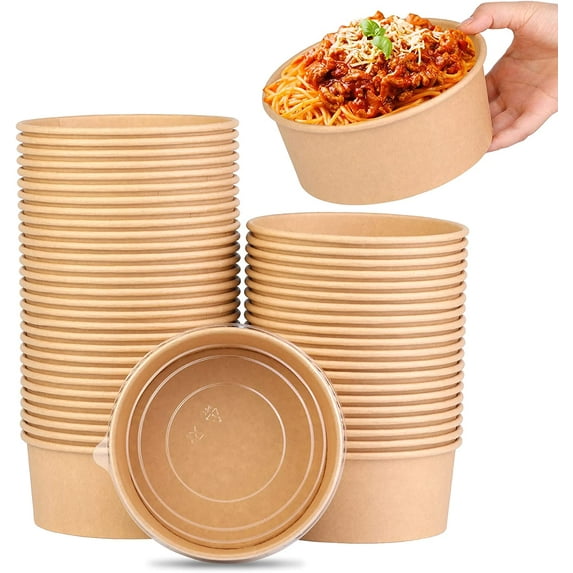 300-Pack 32oz Kraft Paper Disposable Bowls – Perfect Food Containers ...