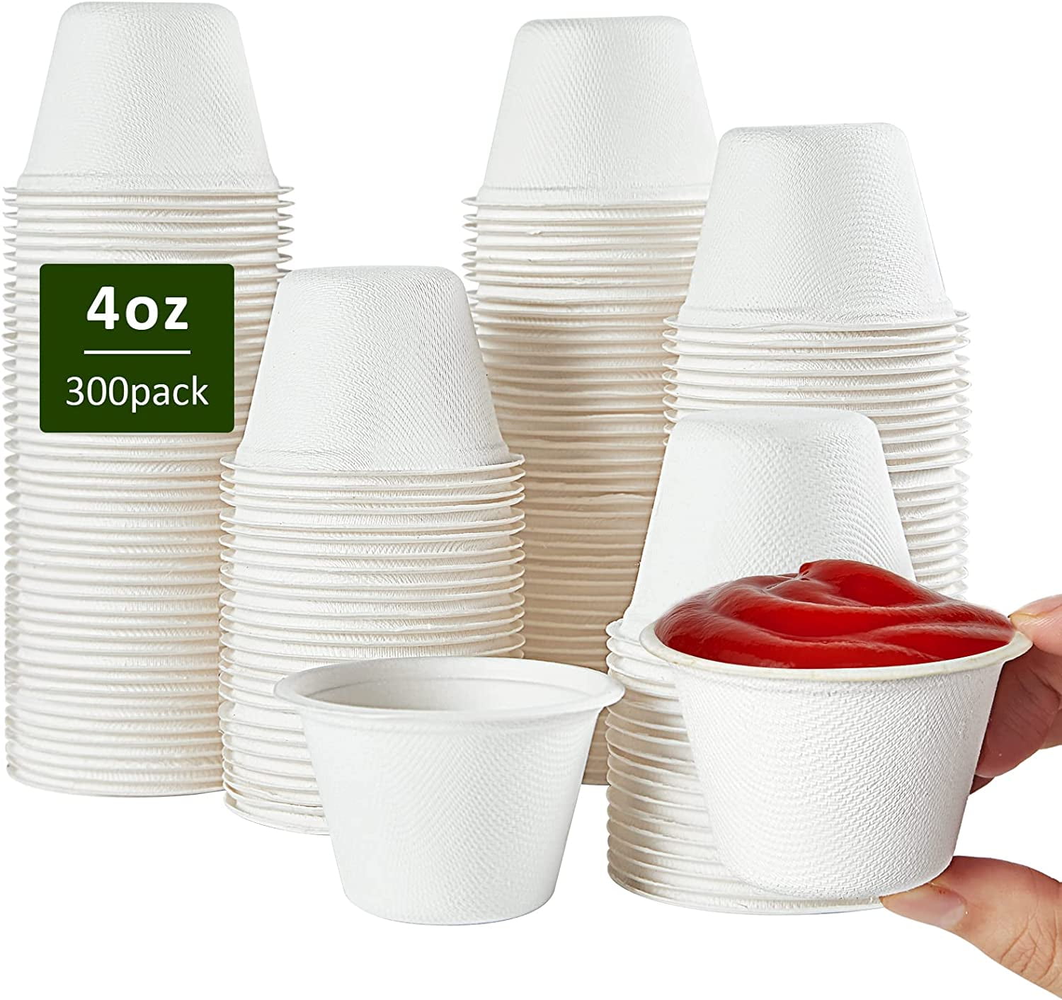 300 Pack 4 OZ Disposable Souffle Cups, 100% Compostable Portion Cups ...