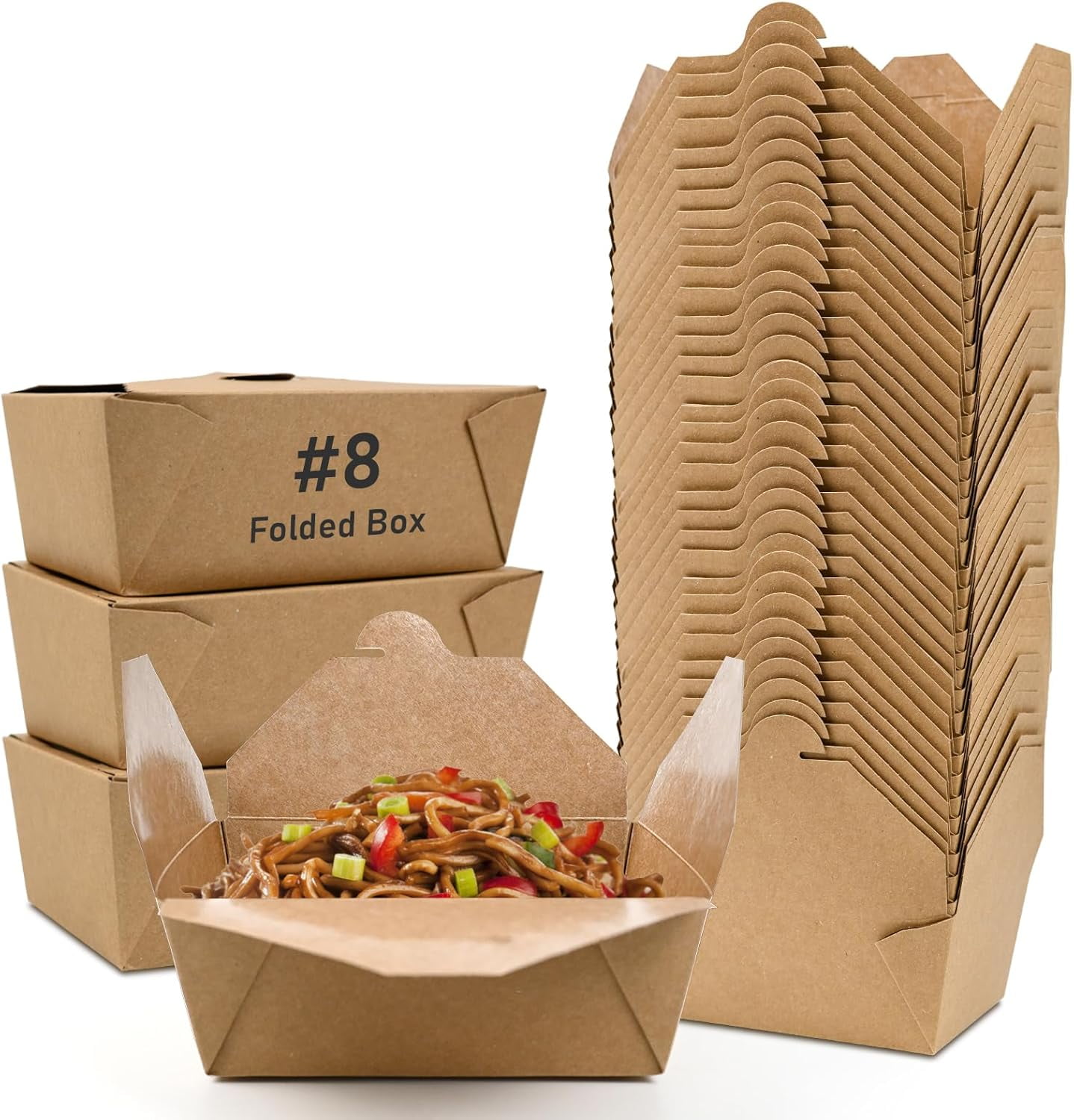 300 Pack 45 oz Kraft Paper Fold To Go Containers, Microwaveable Leak ...